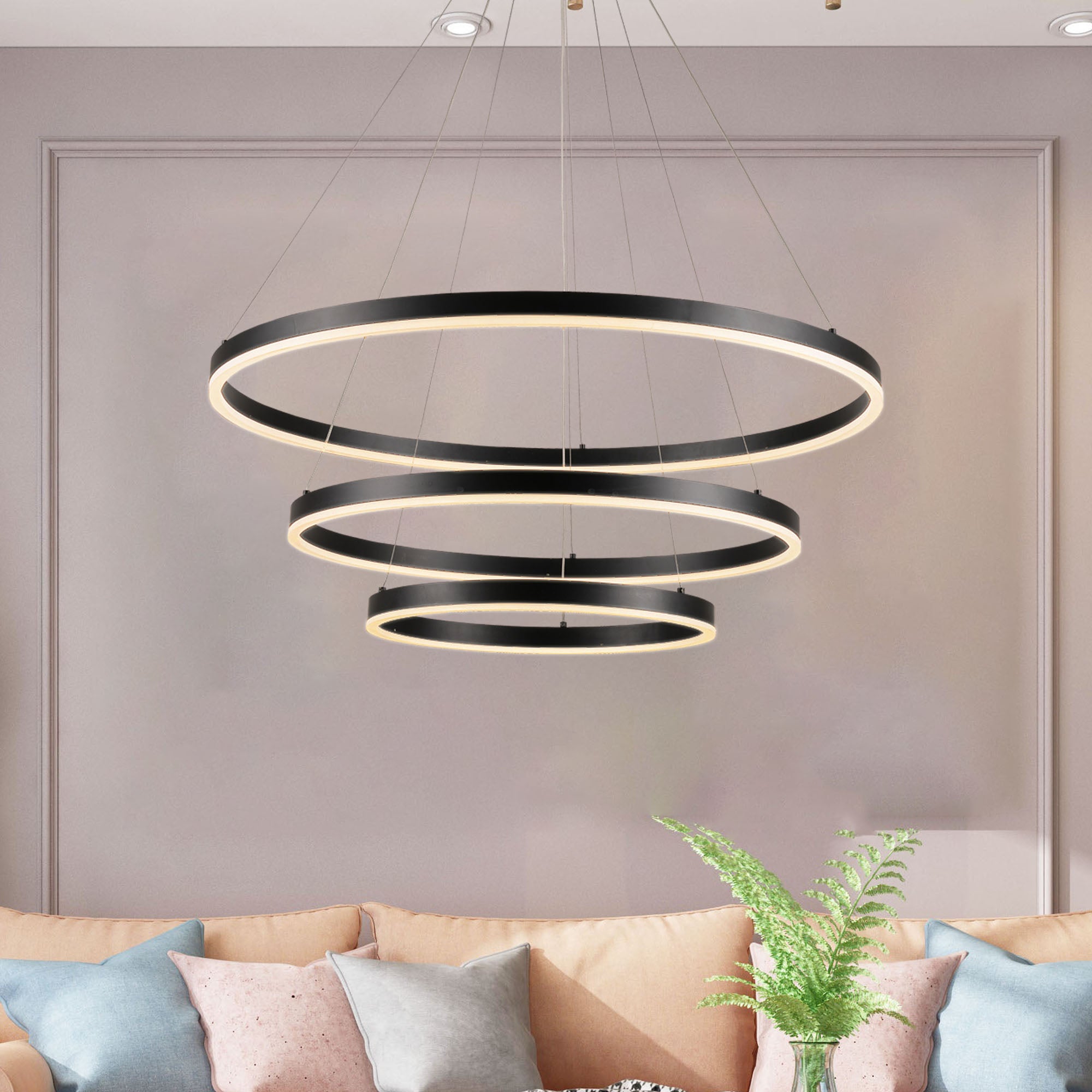 CAD Dimmable LED Modern 3 Ring Pendant Light – toolkiss united states