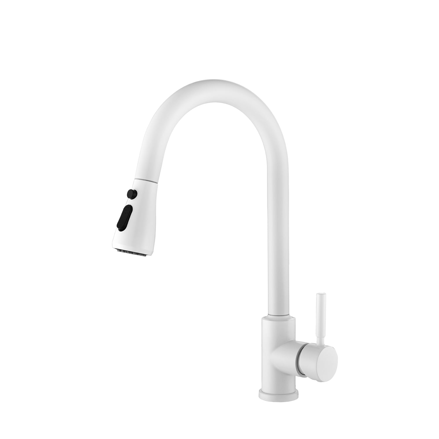 White Contemporary Kitchen Faucet with Pull Out/Down Sprayer Single Ha ...